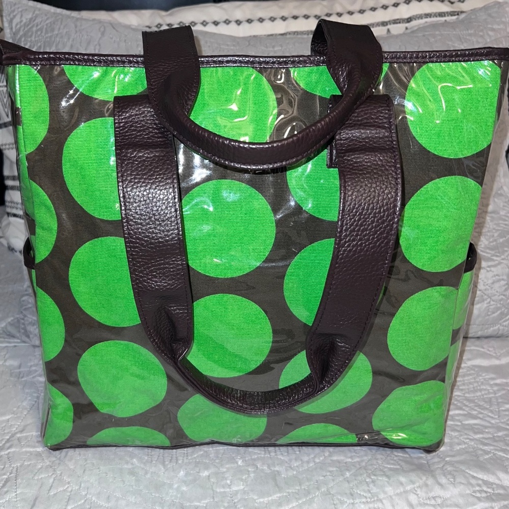 Toss Designs Green Boca Dot Tote Bag With Clear Vinyl… - Gem